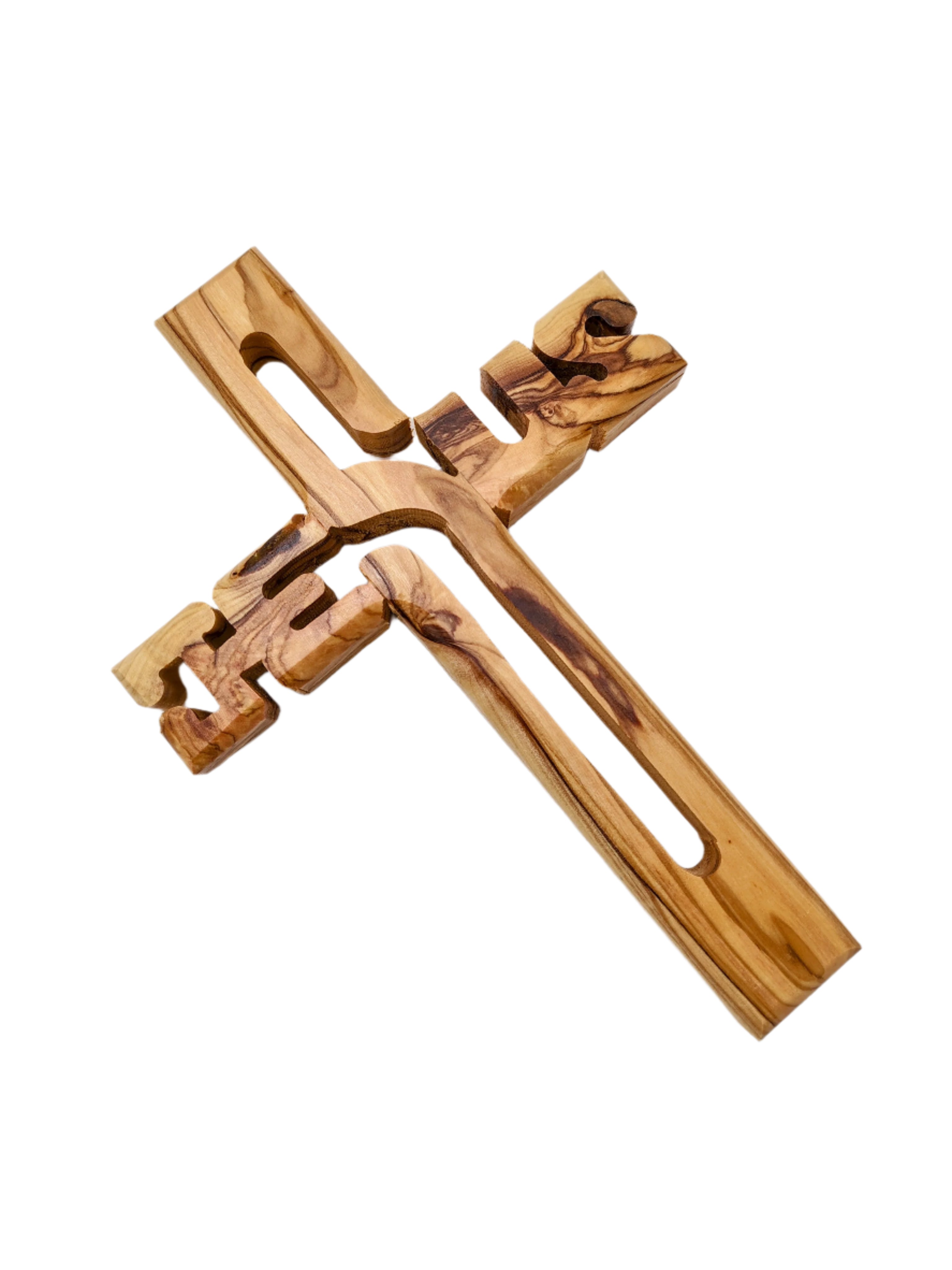 Olivewood Cross Shaped as the Letters of Jesus' Name - 20 cm ...